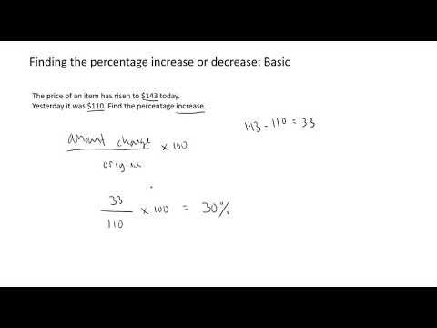Finding the Percentage Increase or Decrease: Basic - YouTube