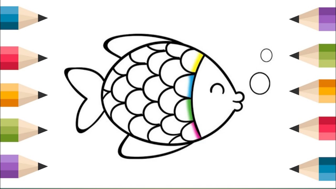 How to draw fish and color rainbow fun for kids 🎨🎨 - YouTube