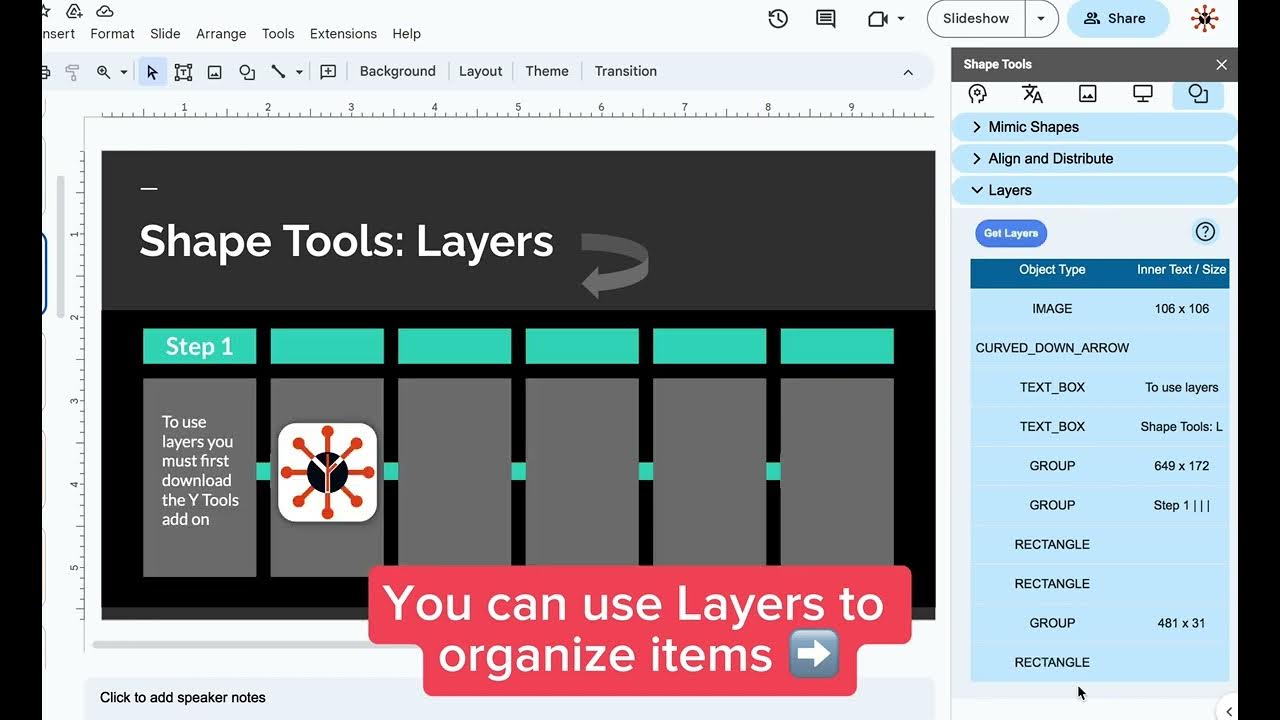 How to use Layers in Y Tools add on for Google Slides, Docs & Sheets. - YouTube