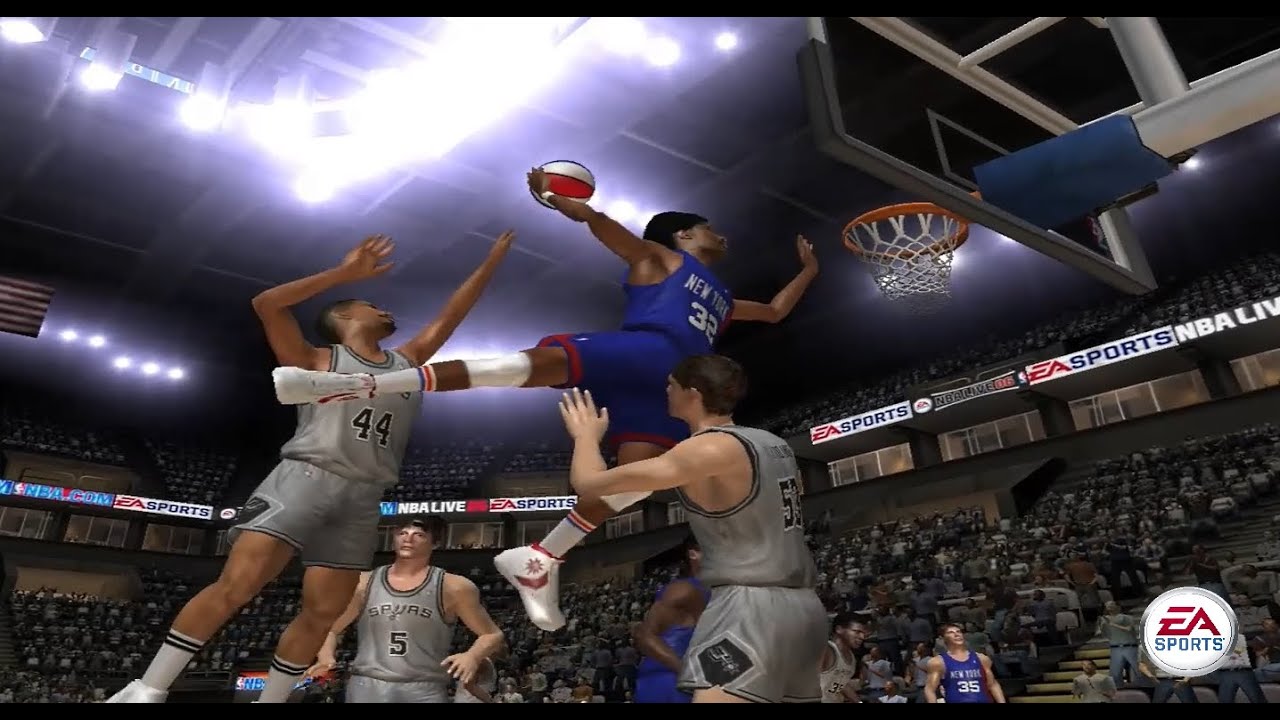 NBA Live 06 (PC) - ABA Hoops - Nets vs. Spurs - Julius Erving scores 32 ...