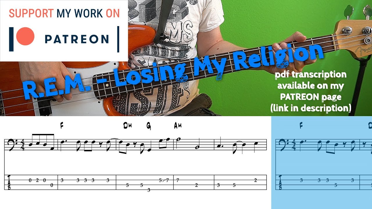 R.E.M. - Losing My Religion (Bass cover with tabs) - YouTube