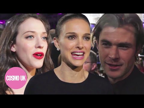 (Very wet) Natalie Portman, Kat Dennings & Chris Hemsworth interviews at Thor 2 premiere in London