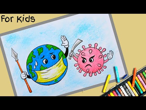 How To Draw Corona Virus / Corona Virus Drawing With Pastel Color/ Coronavirus at war with the world