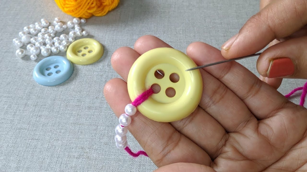 It's So Beautiful. Amazing Hand Embroidery button flower design idea ...