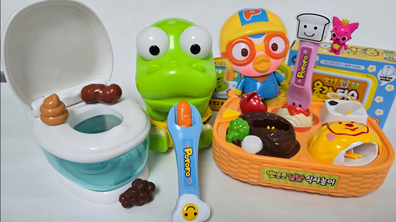[TOY ASMR 🍝]🚽Pororo Crong Eating and Potty Training 💩🚽 Popping Toy ASMR ...