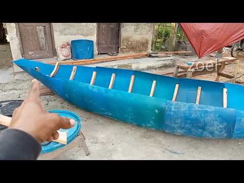 Perahu dari drum plastik buatan Saya Untuk Muatan SAWIT ( kerajinan, kreatif )