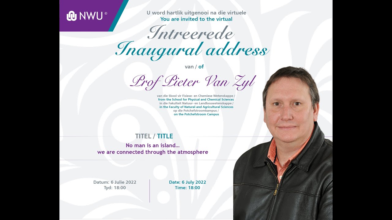 Inaugural address of Prof Pieter van Zyl - YouTube