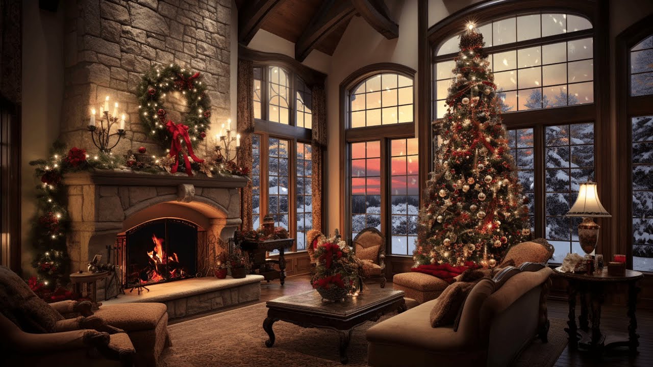 Cozy Snowfall and Crackling Fireplace for Stress Reduction | Winter ...