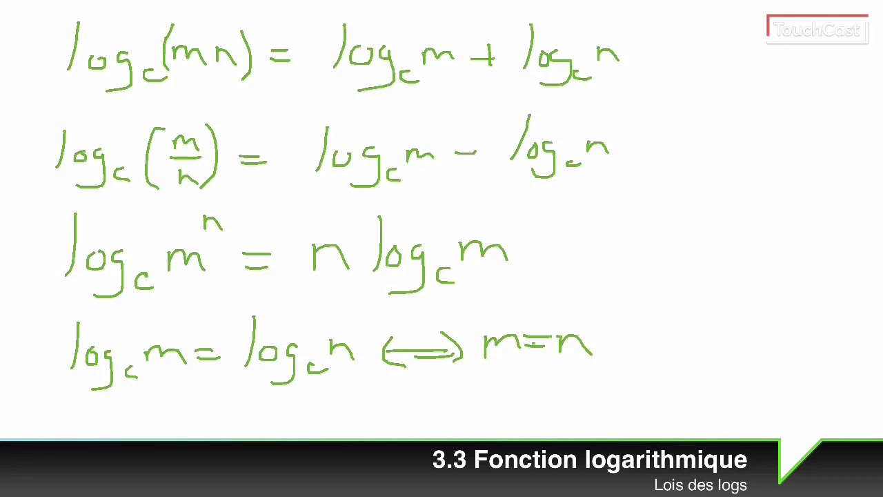4.2 Fonction logarithmique - lois des log (SN5) - YouTube