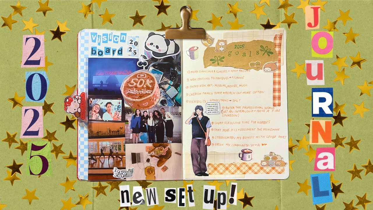 🍵 🎧 💭 2025 journal set up + 2024 journal flip thru || welcoming 2025 ⋆ ...