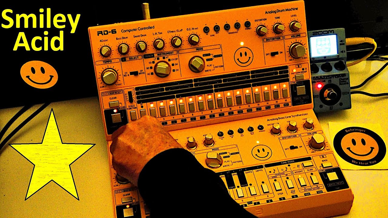 Smiley Acid - TD3 Behringer TD-3 Bass Line Synth - RD6 Drum Machine RD ...