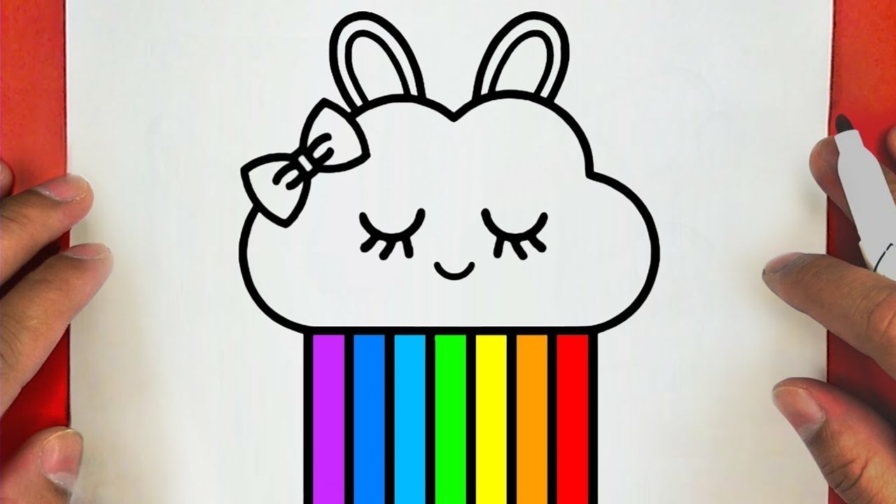 كيف ترسم سحابة قوس قزح كيوت خطوة بخطوة رسم سهل تعليم الرسم Cute Rainbow Cloud Drawing