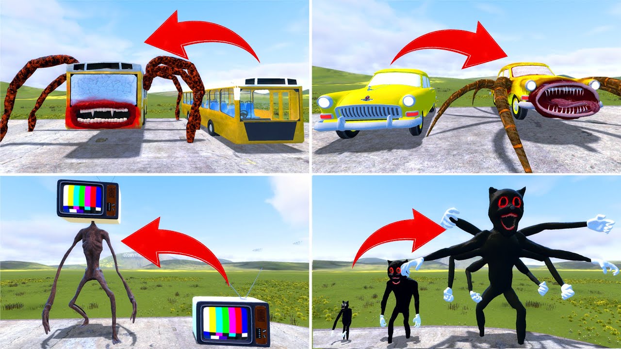 EVOLUTION OF MONSTERS: BUS EATER VS CAR EATER VS TV HEAD VS CARTOON CAT ...