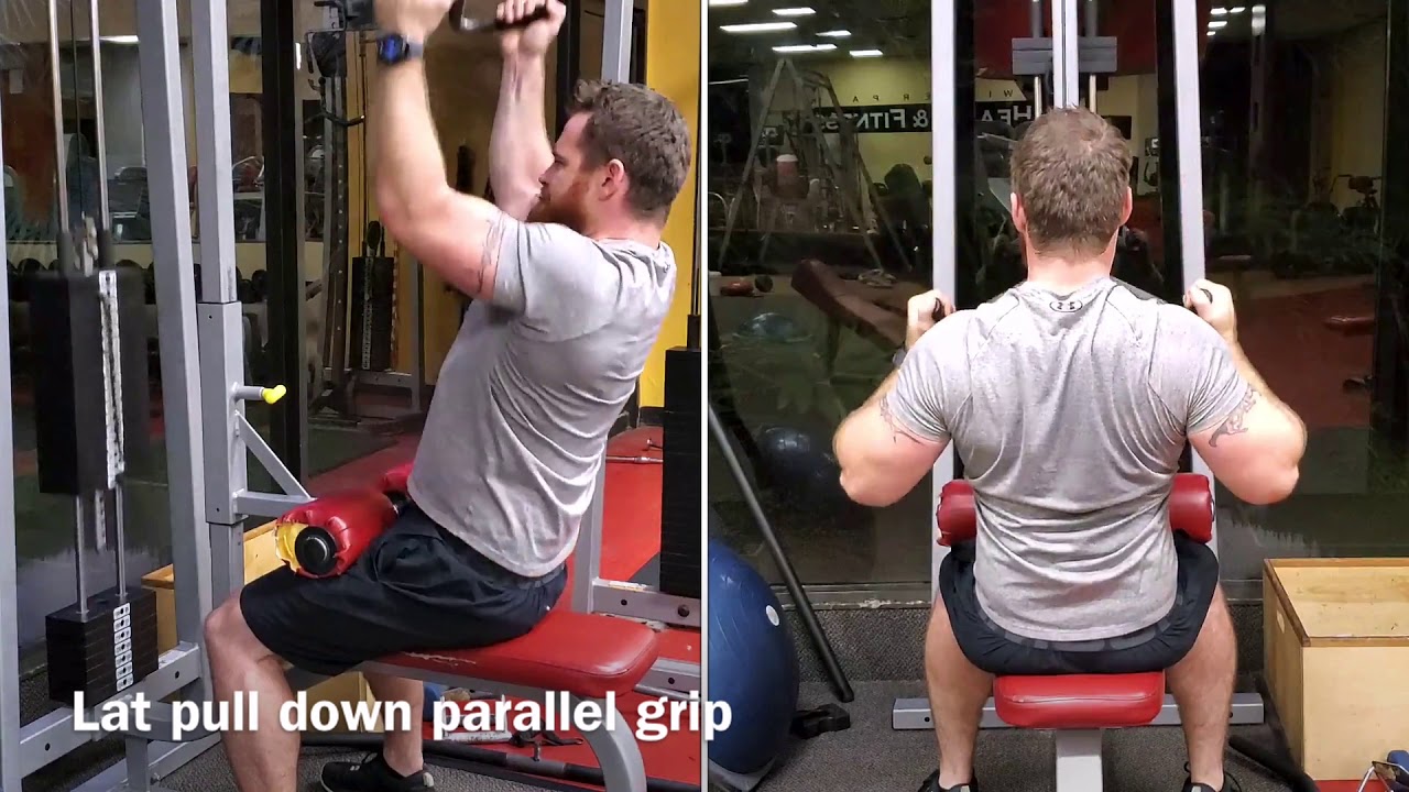 Lat pull down parallel grip - YouTube