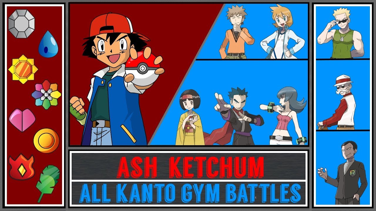All Kanto Gym Battles of Ash Ketchum - Pokémon Sun/Moon - YouTube