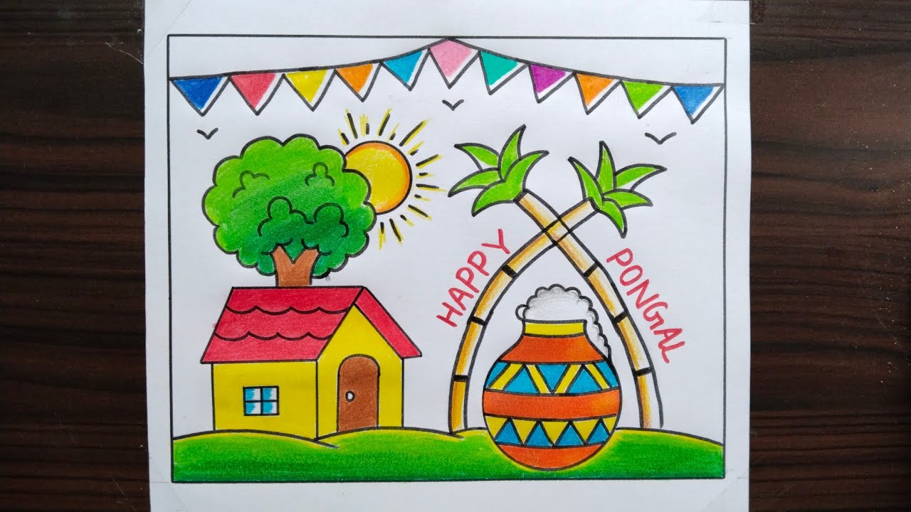 How to Draw Pongal Drawing / Pongal Drawing / Pongal Festival Drawing ...