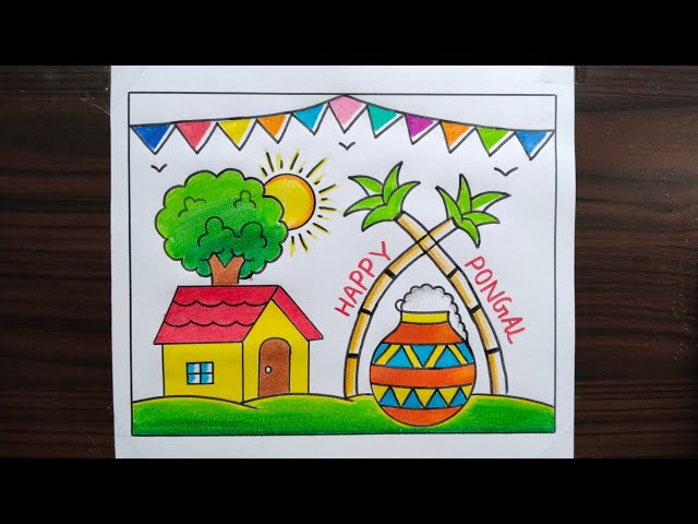Pongal Festival Drawing For Kids COLOURFUL IMAGINATIONS