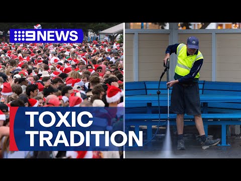 Workers remove 20 tonnes of rubbish after massive Coogee Beach party | 9 News Australia