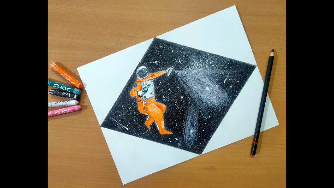HOW TO DRAW | Beautiful space drawing | Easy Drawing for Beginner | Oil ...