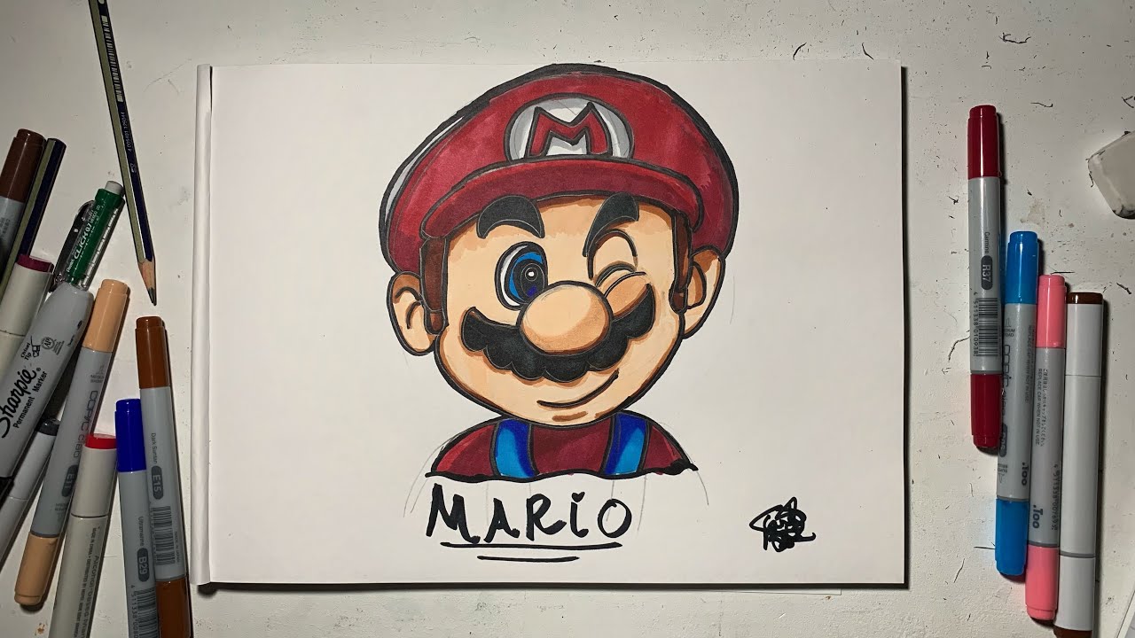 Mario (time-lapse drawing) - YouTube
