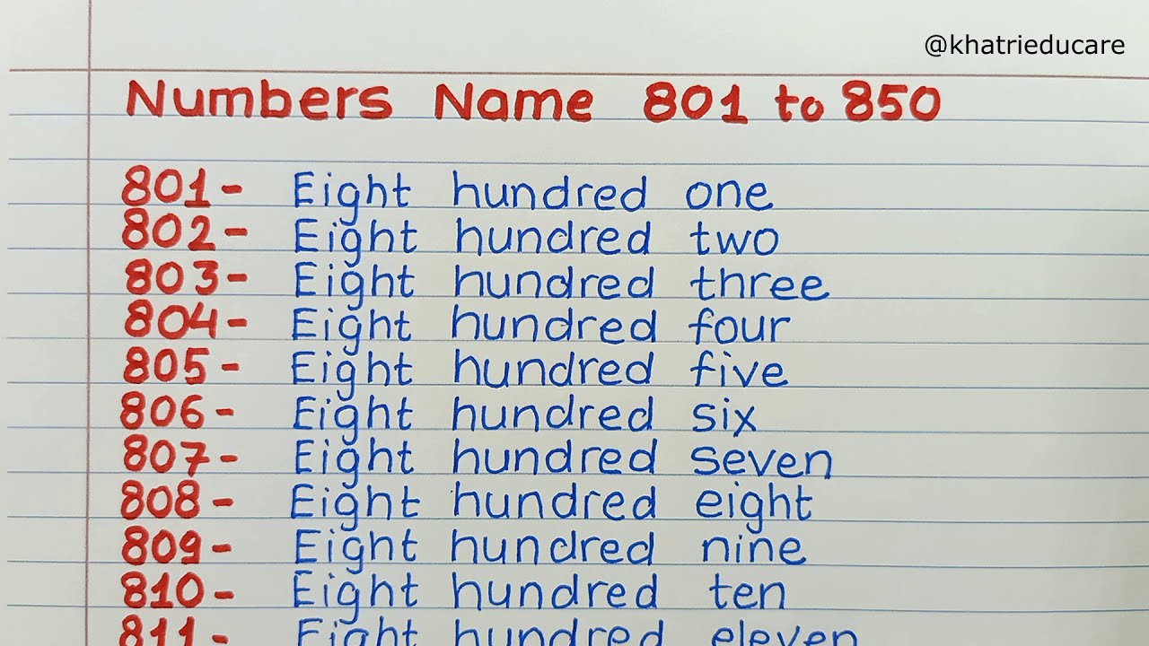 Write number names 801 to 850 in words II 801 to 850 number names II ...