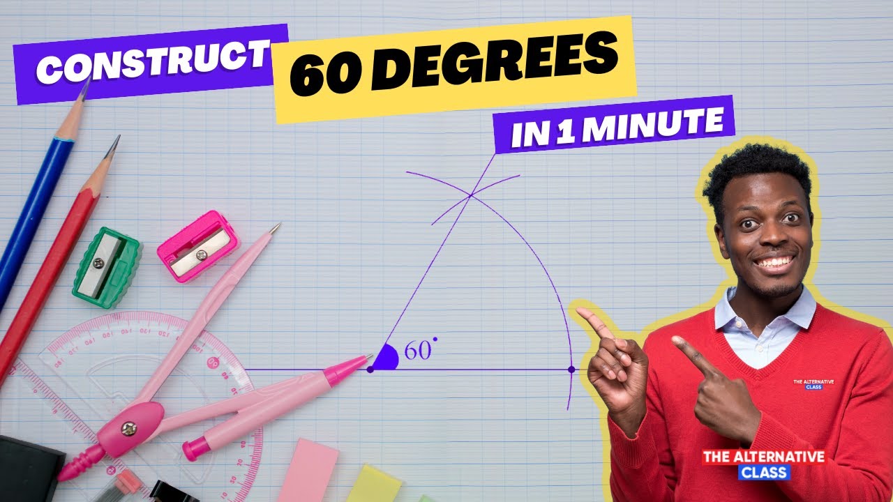 How to construct 60 degree angle - YouTube