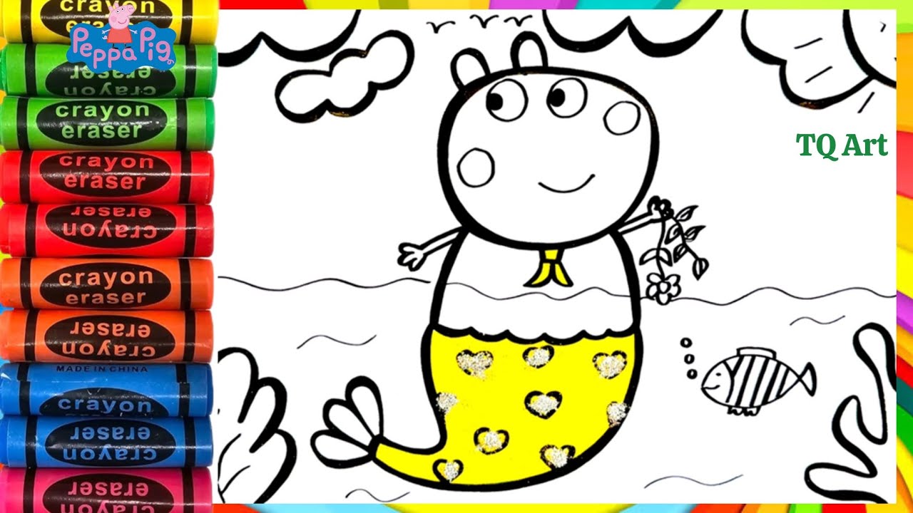 How To Draw Suzy Sheep From Peppa Pig | Suzy Sheep Becomes A Mermaid! 🧜 ...