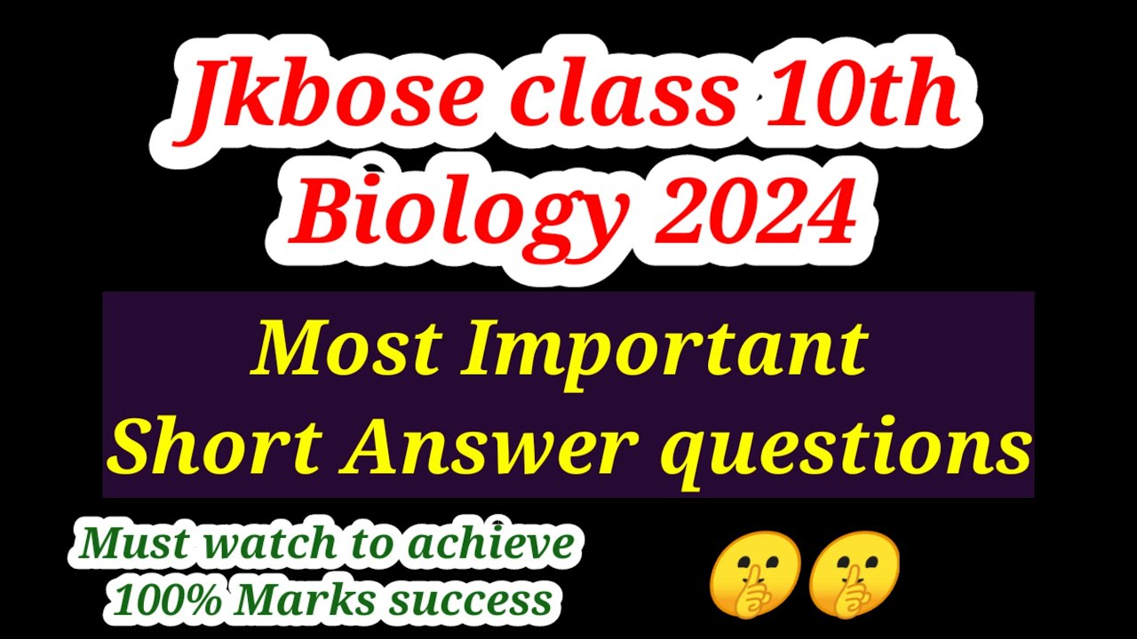 jkbose class 10th Biology most important short answer questions ...