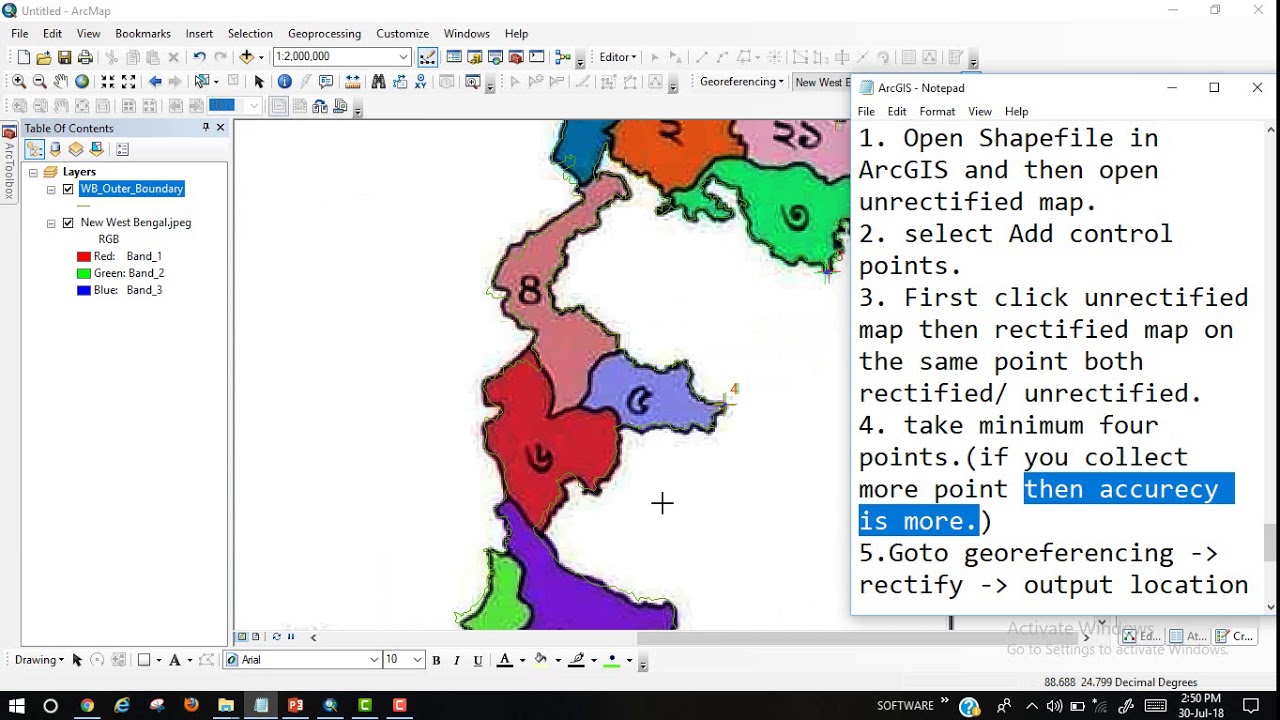 How to rectify a map from a Shapefile in ArcGIS 10.3 - YouTube