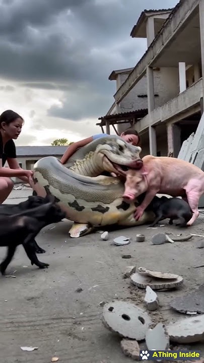2 brave girls save mother pig from giant python - YouTube