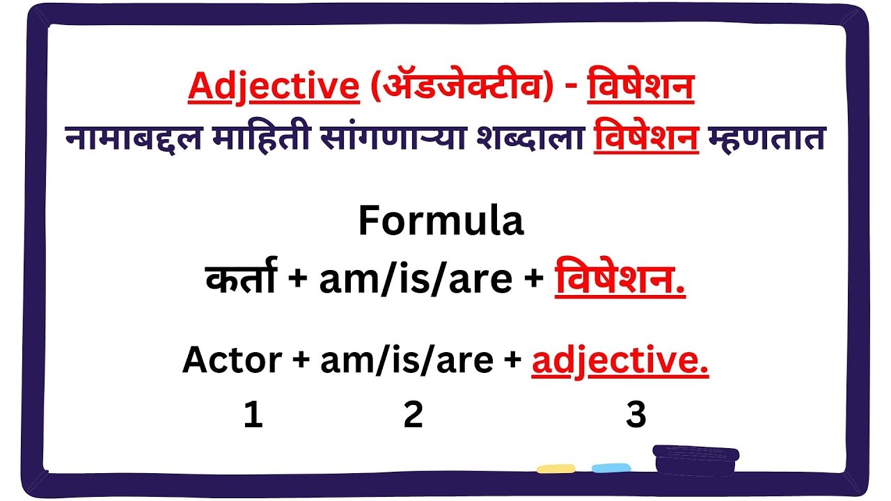 Adjective - विशेषनाचे उपयोग,( formula)| English Is Easy With Omble Sir ...