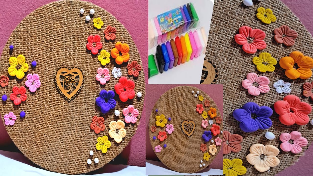 Handmade Clay wallmate /DIY/Simple and easy clay flower - YouTube