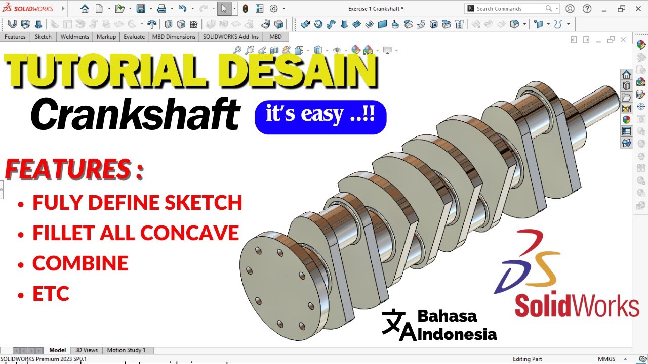 Solidworks Tutorial Crankshaft | Desain Part Solidworks - YouTube