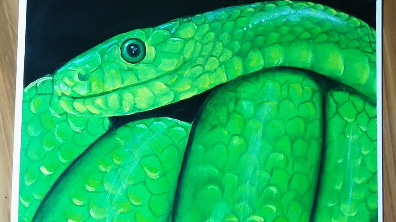 Oil Painting | Green Snake Painting - YouTube