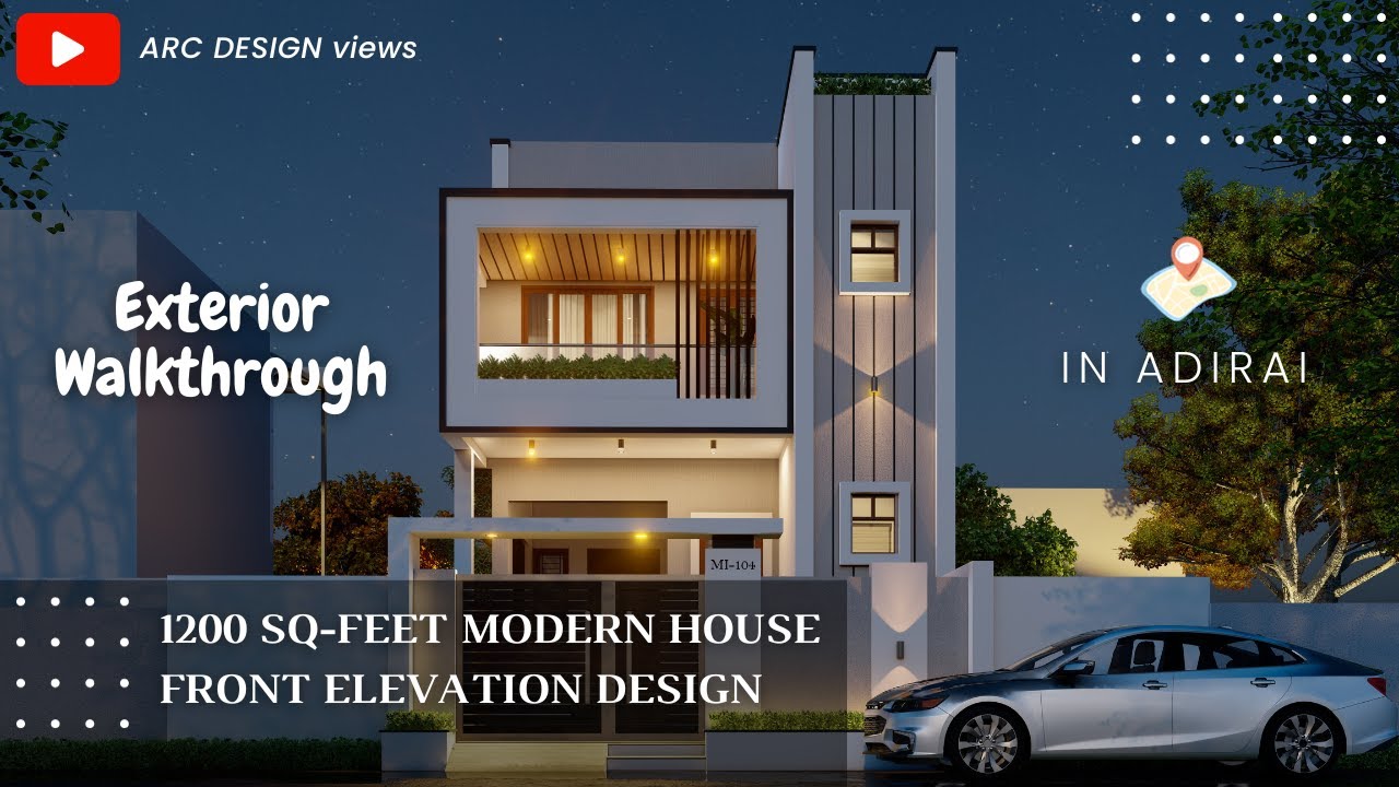 1200 Sq-Feet Modern House Front Elevation Design | Exterior Walkthrough ...