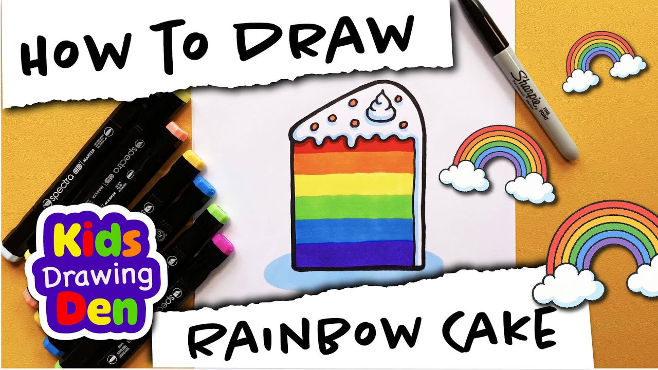 How to Draw a Rainbow Cake – Easy & Fun for Kids! 🌈🍰 - YouTube