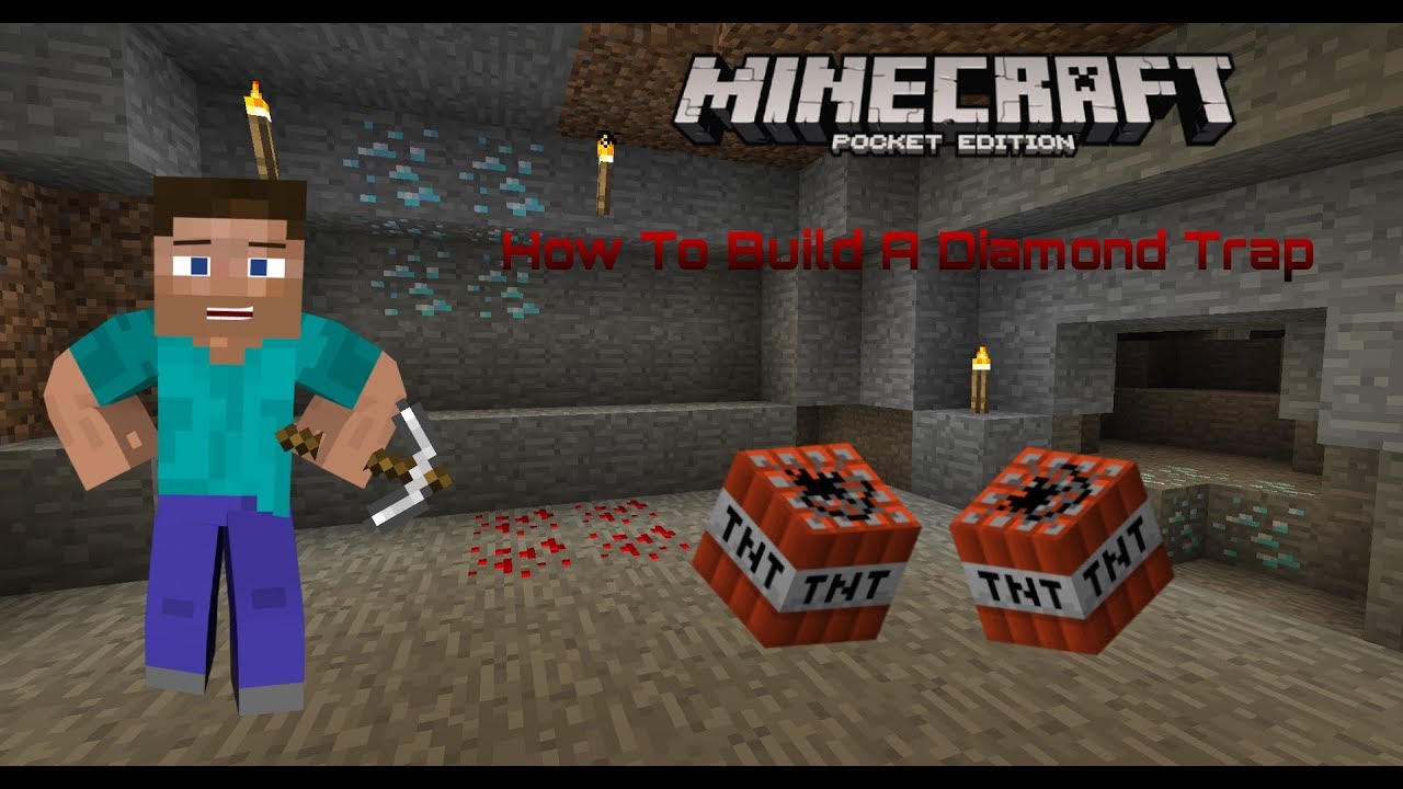 Minecraft Pocket Edition | How To Build A Diamond Pit fall Trap! - YouTube