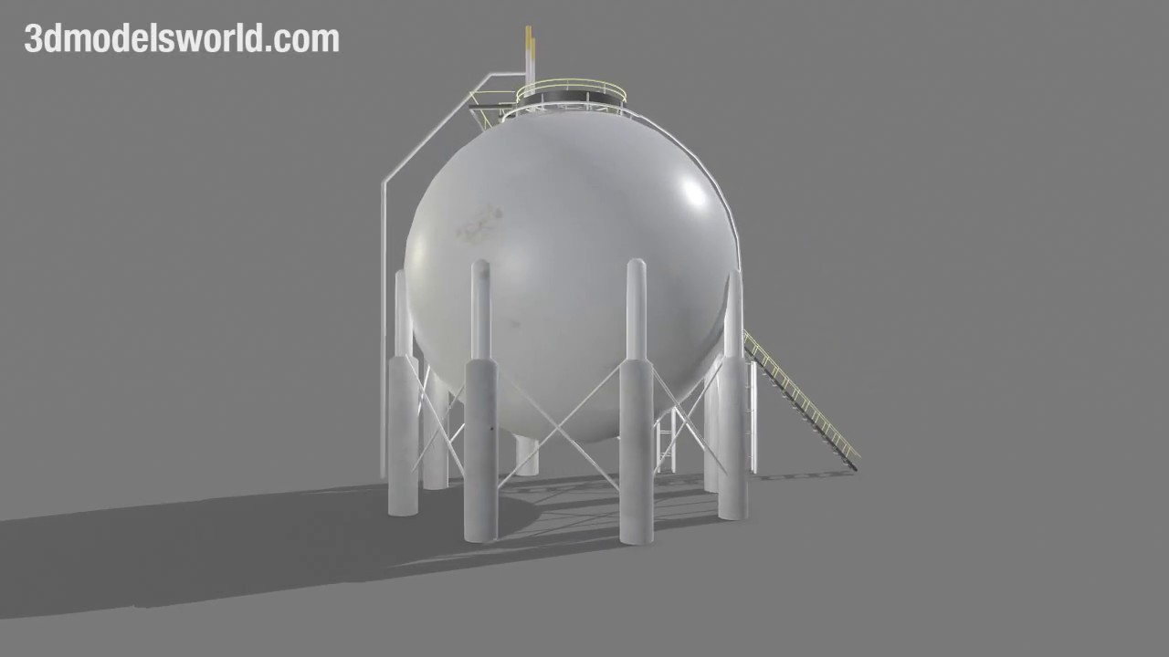 Sphere Oil Tank Silo 3D Model - YouTube