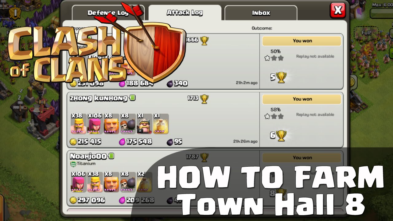 Clash of Clans - Best TH8 Farming Attack Strategy (Part 1) - YouTube