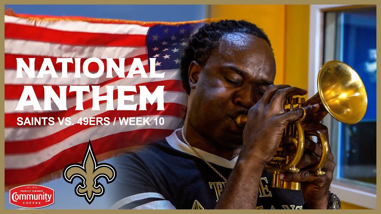 Shamarr Allen National Anthem on Trumpet | Saints vs 49ers Week 10 ...