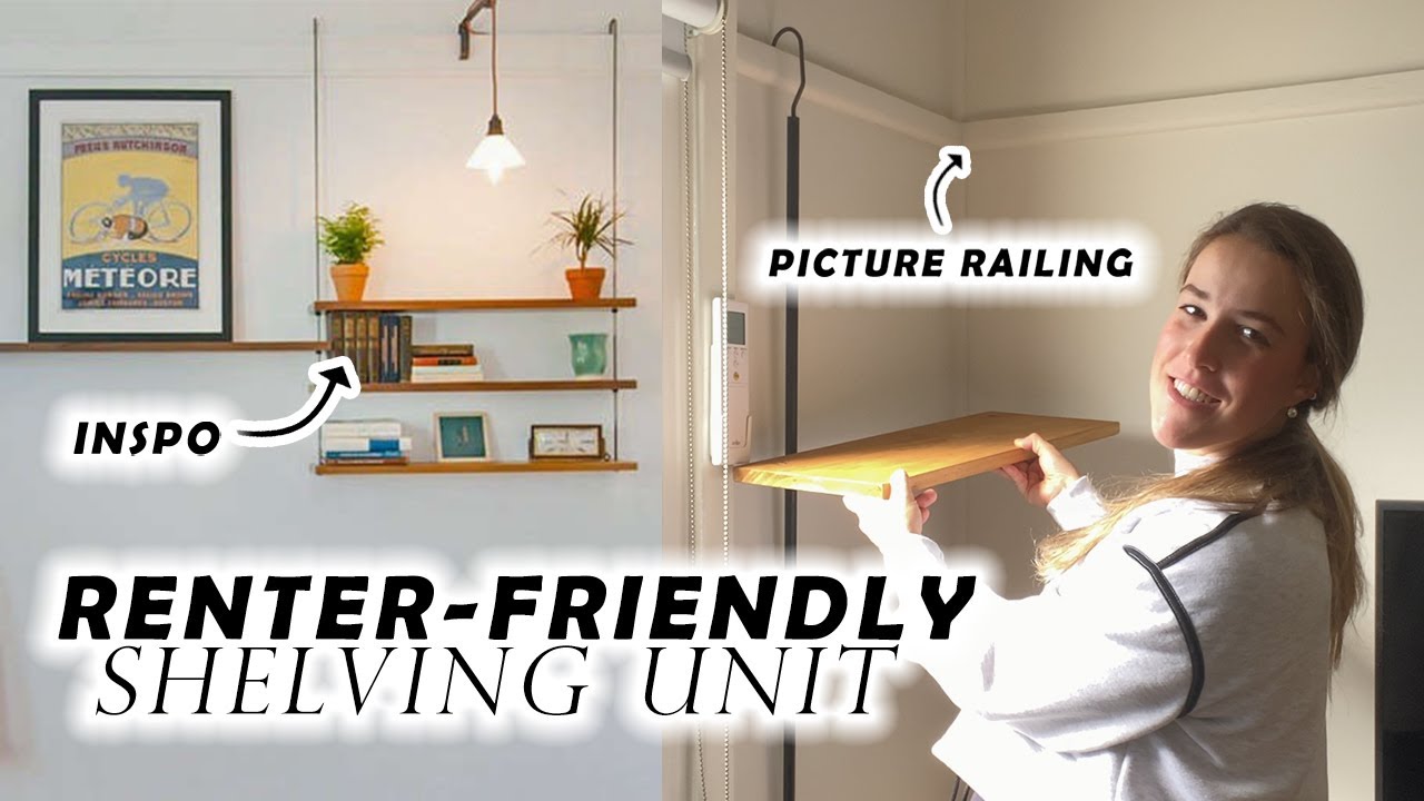 RENTER-FRIENDLY SHELVING UNIT - PICTURE RAILING - HOW TO AND INSPO ...