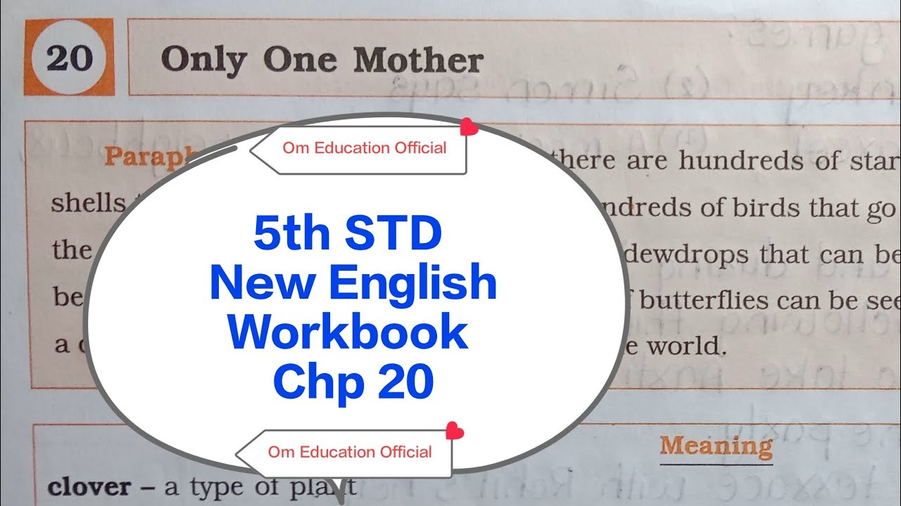 5th STD English Workbook Chp 20 Only One Mother @OmEducationOfficial ...