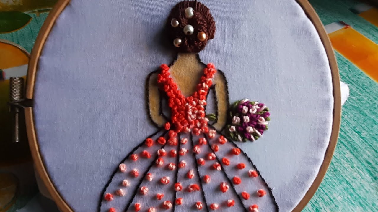 wadding girl embroidery design - YouTube