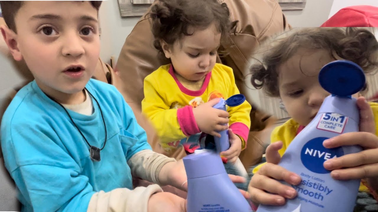 Irha and abdulla applying Nivea Cream | Kids Fun | Brother and sister ...