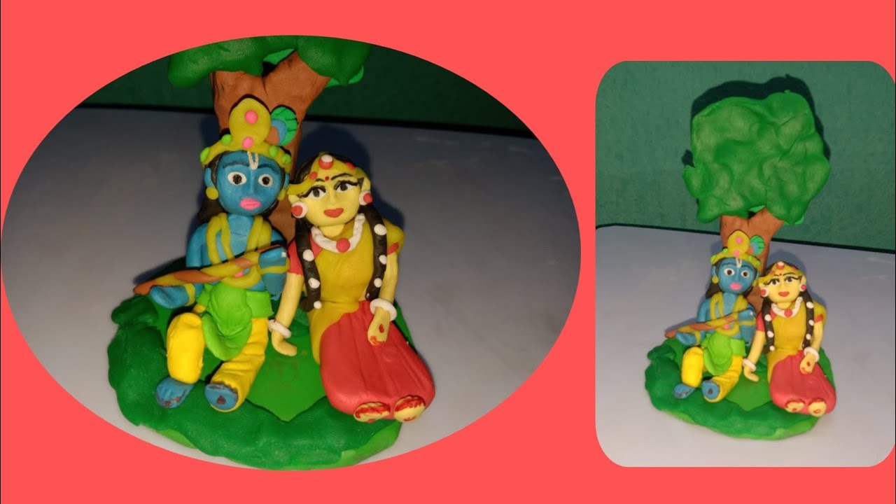 How to make Radha Krishna with polymer clay 🎭 - YouTube