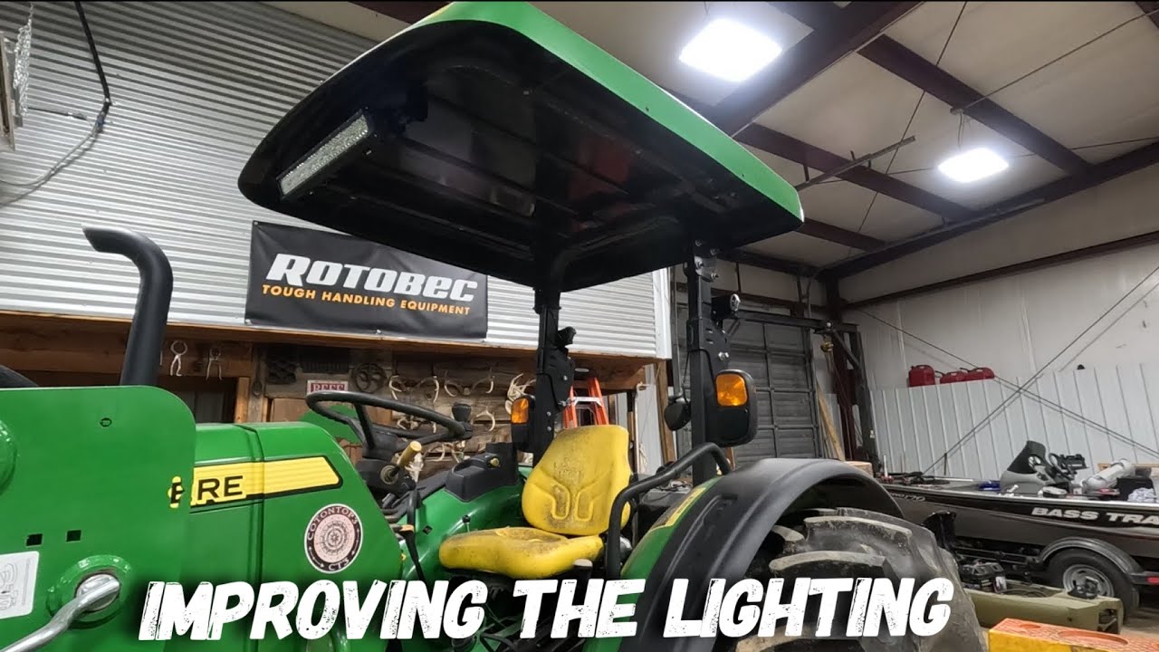 New lights on my tractor- lets test them bushhogging - YouTube