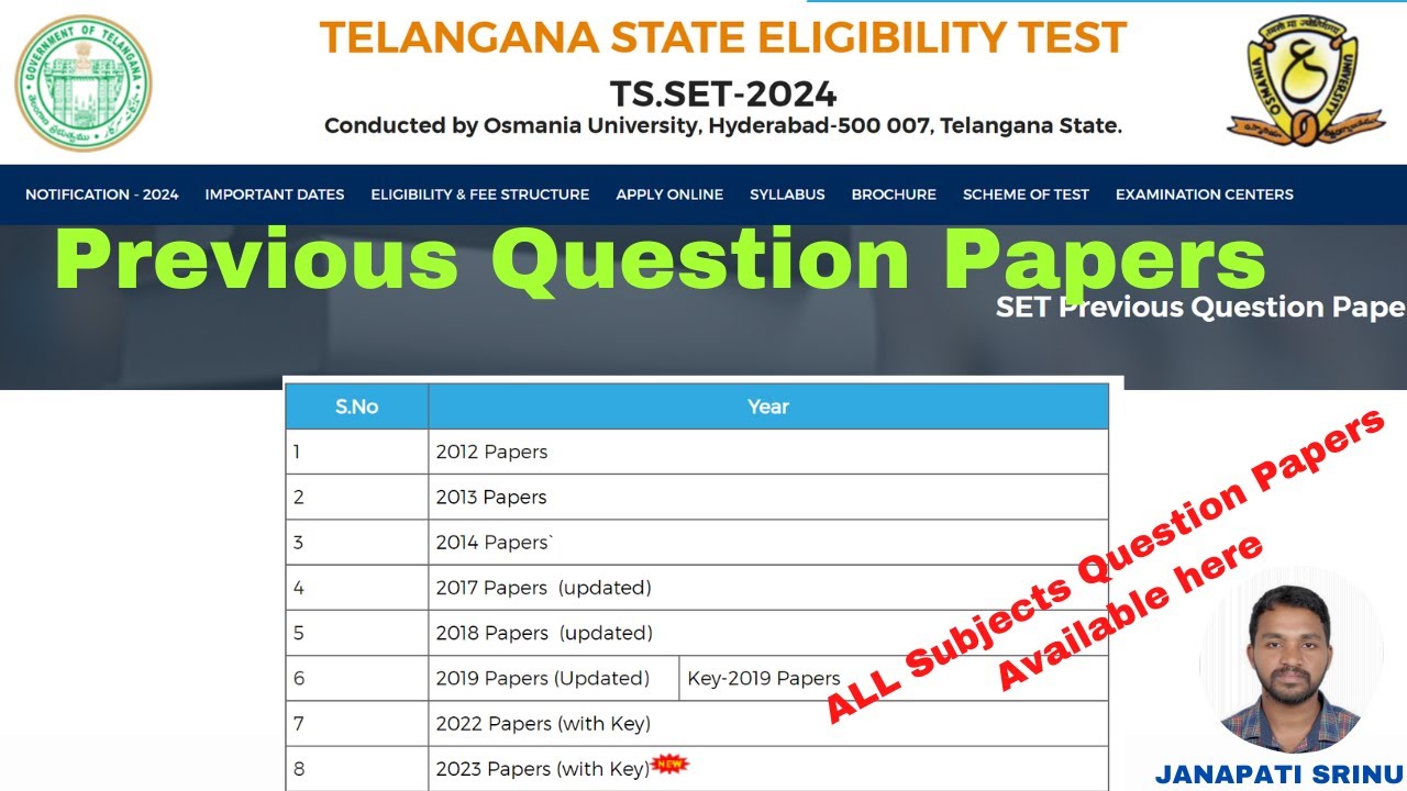 TS SET 2024 | TS SET Previous Year Question Papers | TS SET Last Year ...