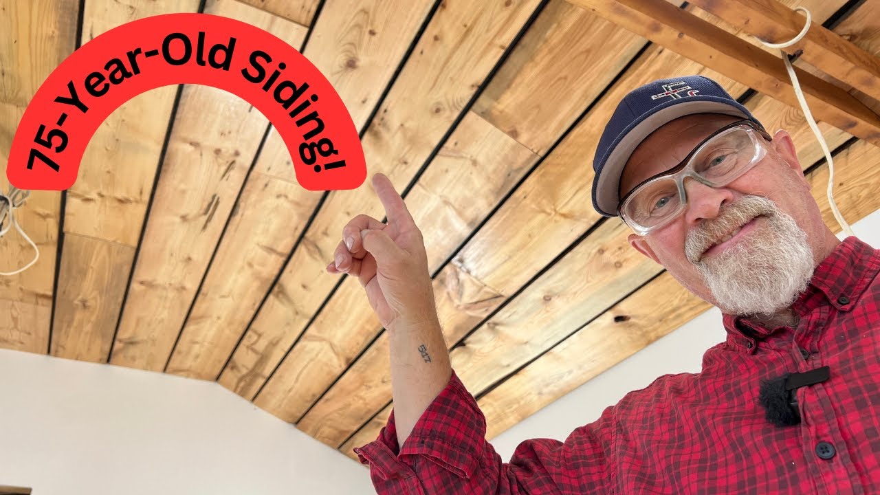 Cathedral Ceiling in 75-yr-old Reclaimed Pine Siding: Masterful! - YouTube
