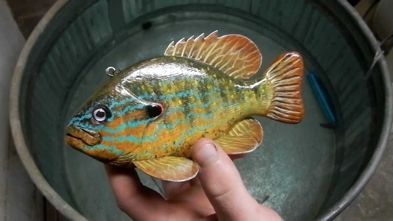 Laska's Decoys Collaborative Pumkinseed Sunfish Fish Decoy - YouTube