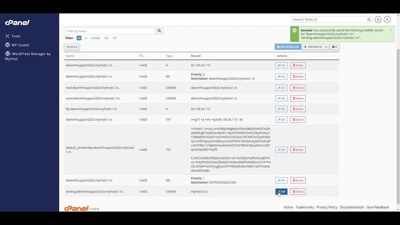 איך ליצור/לערוך/למחוק רשומות DNS בסיפאנל - MyHost - YouTube
